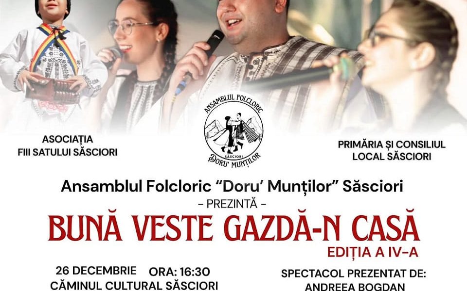 Vineri, 26 decembrie 2025: Ansamblul Folcloric „Doru Munților” din ...